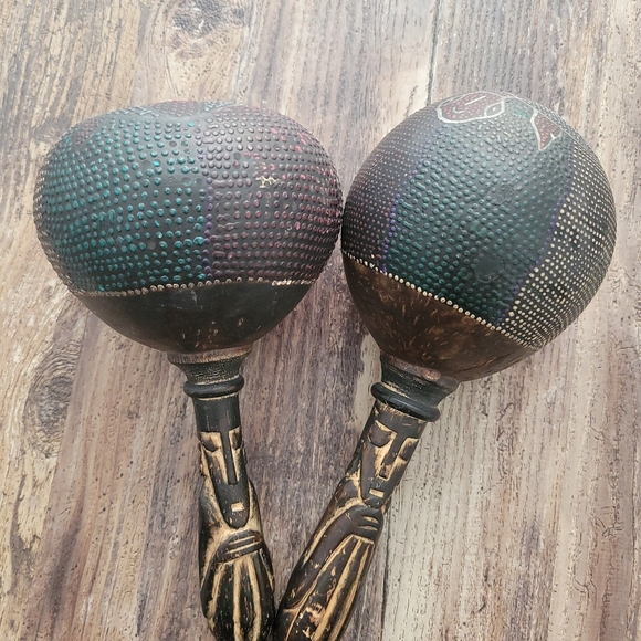 Art | Vintage Hand Dot Painted Turtle Dance Rattle Maraca Mexico ...